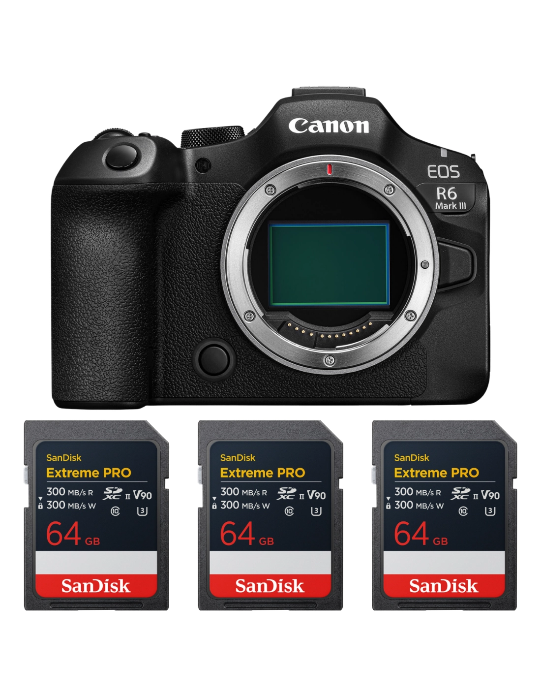 Canon EOS R6 Mark III + 3 SanDisk 64GB Pro